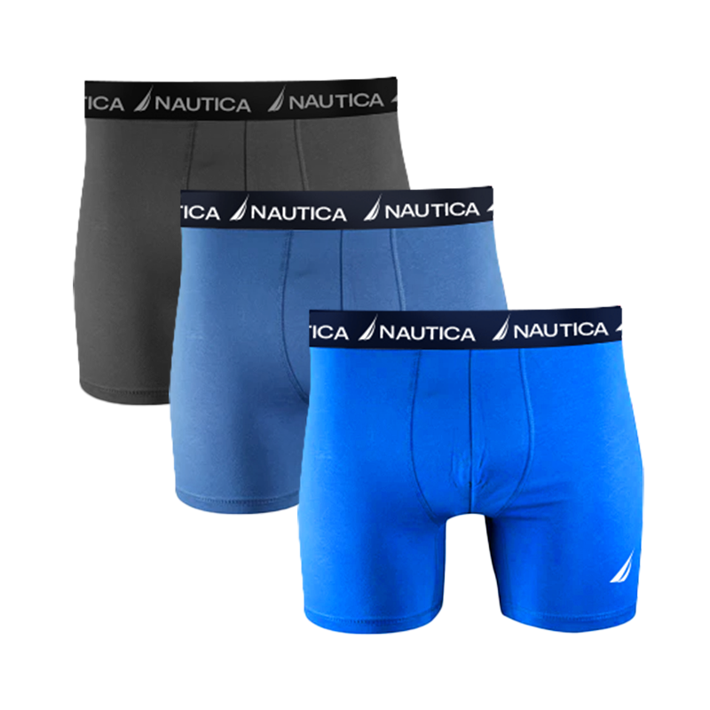 Nautica Men's Low Rise Hipster Trunks Boxer Briefs 3 Pis Pack